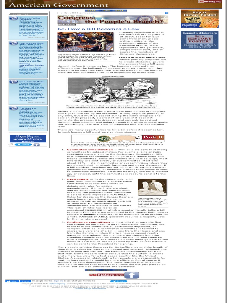 How A Bill Becomes A Law (Ushistory - Org) | PDF | United States ...