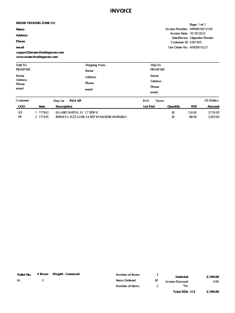 Sales Invoice Sample | PDF