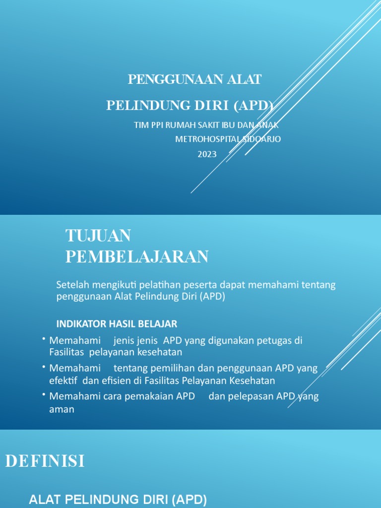 Penggunaan Alat Pelindung Diri (Apd) : Tim Ppi Rumah Sakit Ibu Dan Anak ...