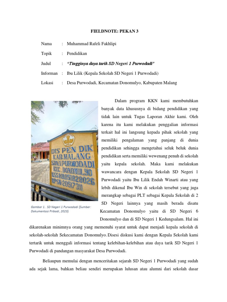 (FIELD NOTE) KKN Terbaru 2023 (Pekan Ketiga) | PDF