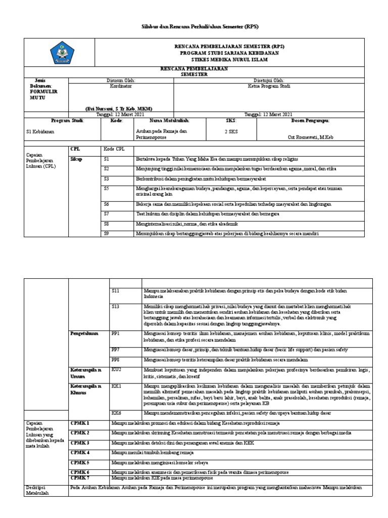 RPS Askep Remaja | PDF