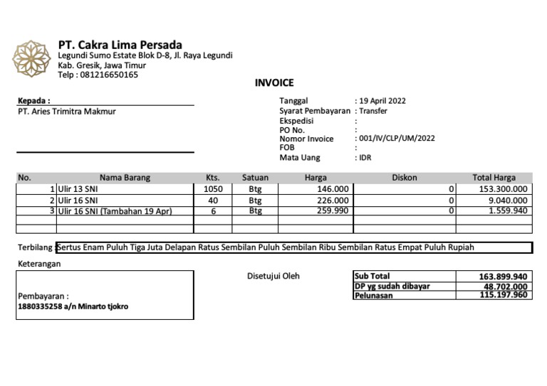 Invoice PT. Trimitra Aries Makmur.pdf | PDF