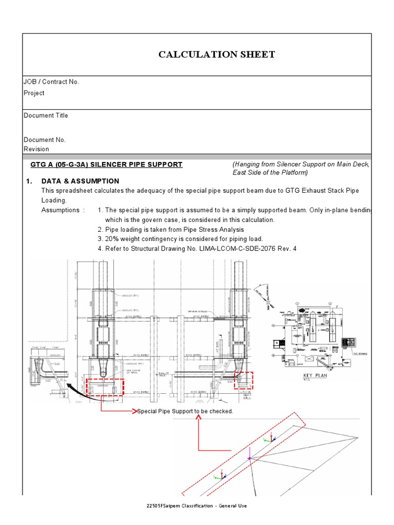 GTG Silencer Pipe Support Calculation | PDF | Bending | Beam (Structure)