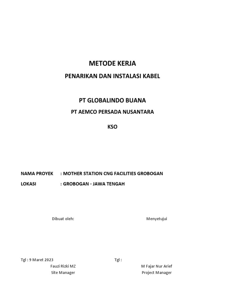 Metode Penarikan Dan Instalasi Kabel | PDF