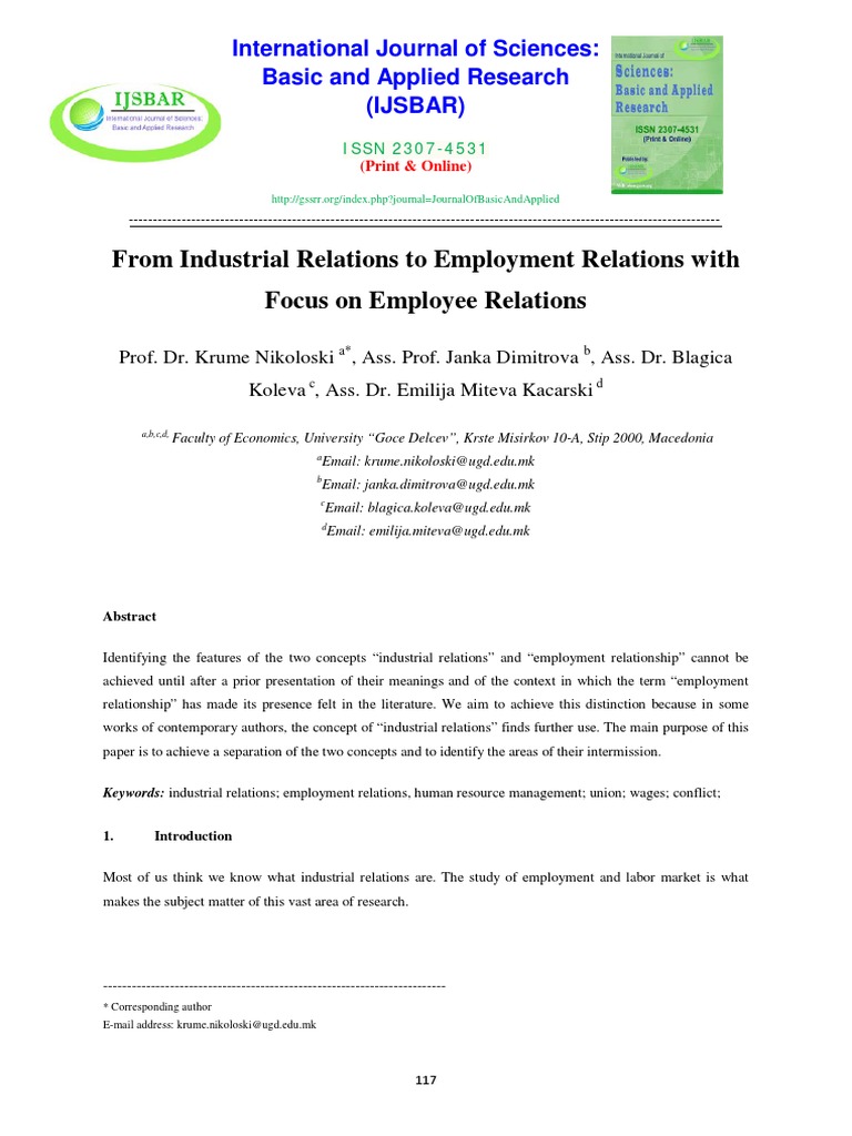 Industrial Relations and Employment Relations PDF | PDF | Industrial Relations | Employment
