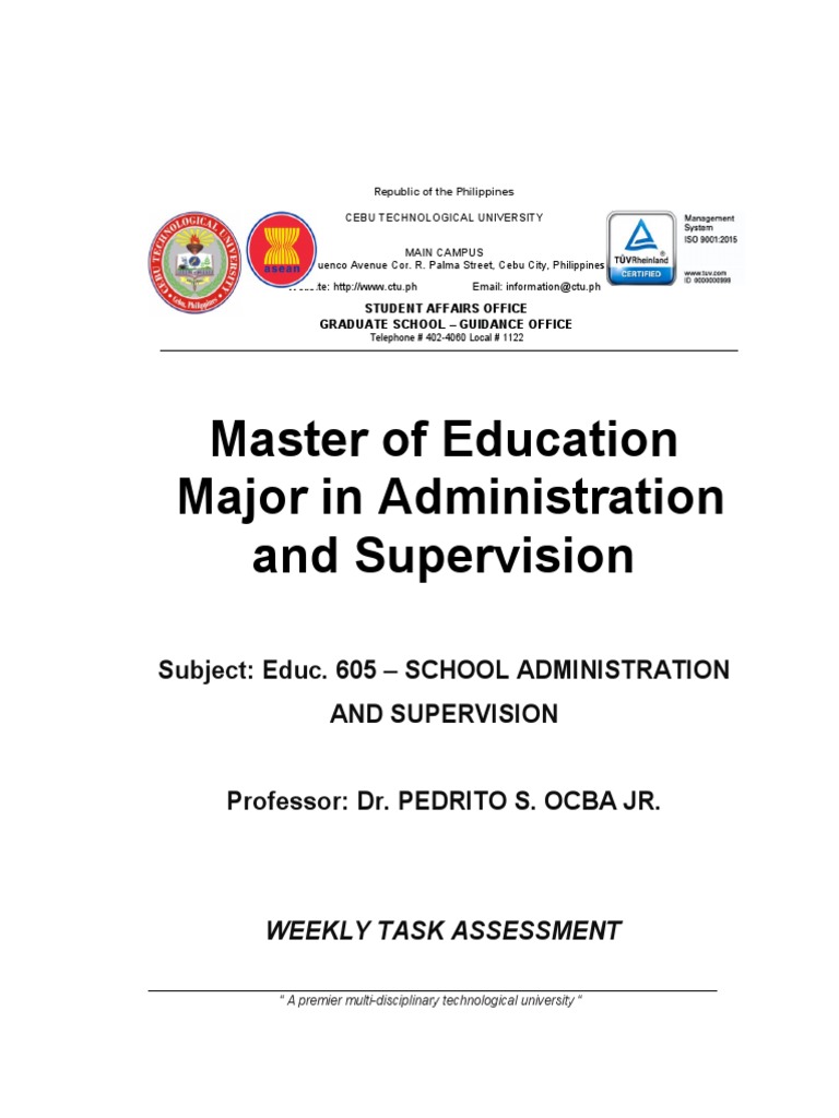Educ 605 School Administration Supervision Pdf Teachers Curriculum