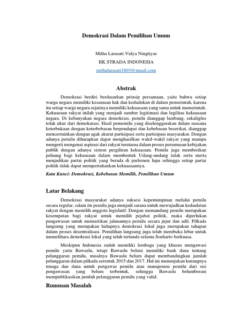 Demokrasi Dalam Pemilihan Umum | PDF