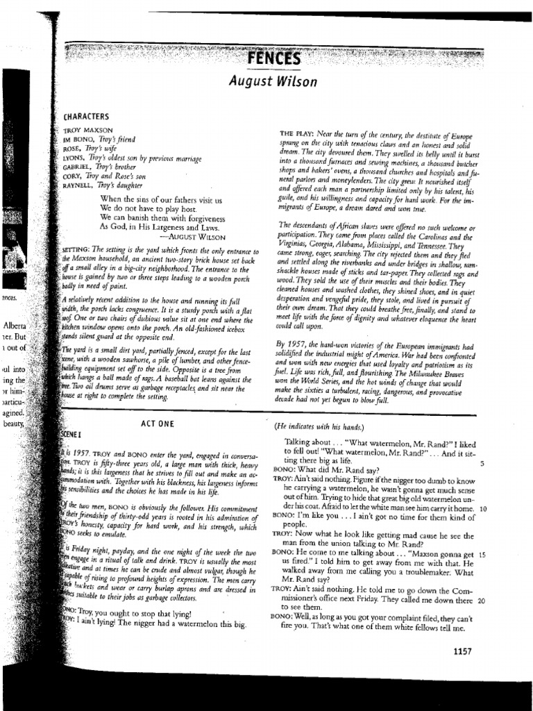 Fences by August Wilson PDF | PDF