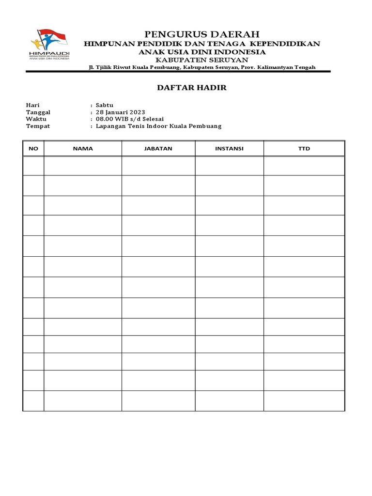 ABSENSI KEGIATAN | PDF