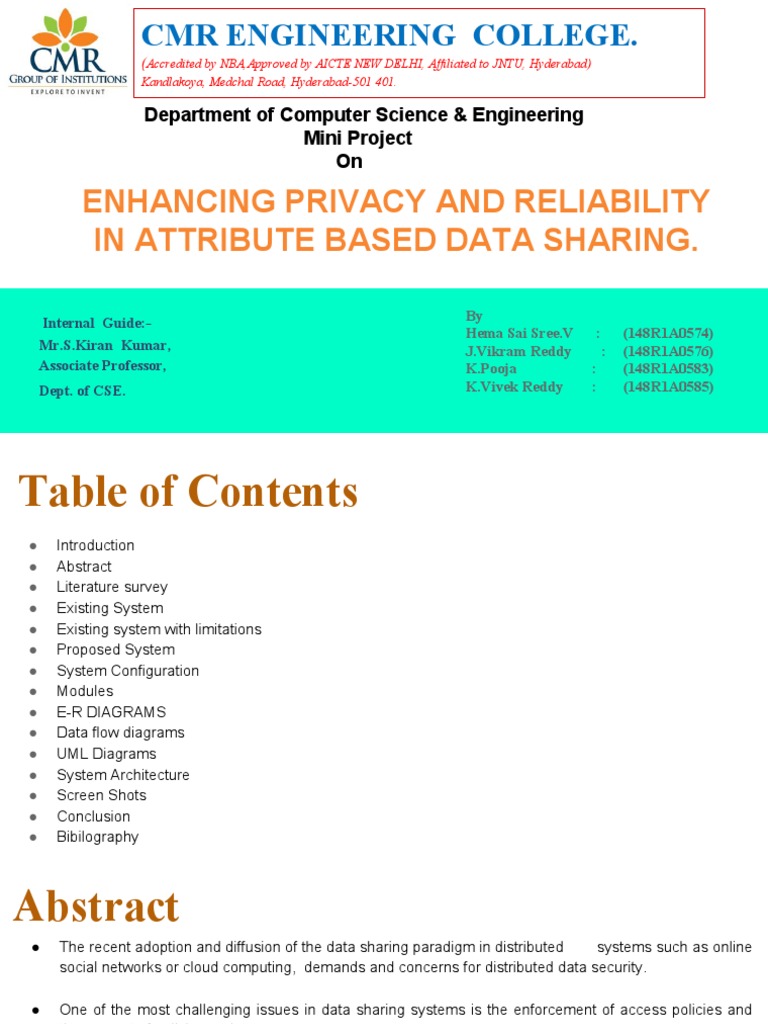 Enhancing Privacy and Reliability in Attribute Based Data Sharing. | PDF | Unified Modeling ...