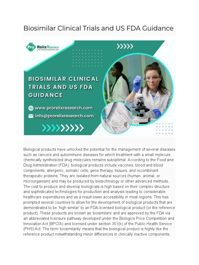 Biosimilar Clinical Trials and US FDA Guidance | PDF | Biopharmaceutical | Clinical Trial