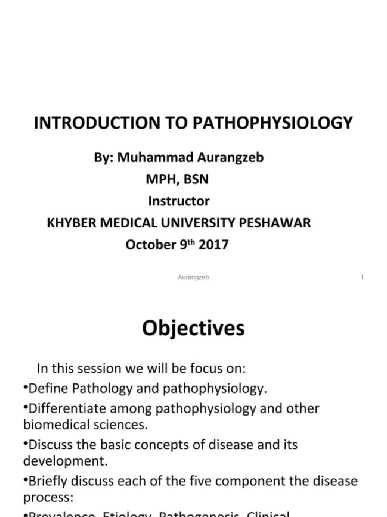 Lecture 1 Pathophysiology PDF | PDF