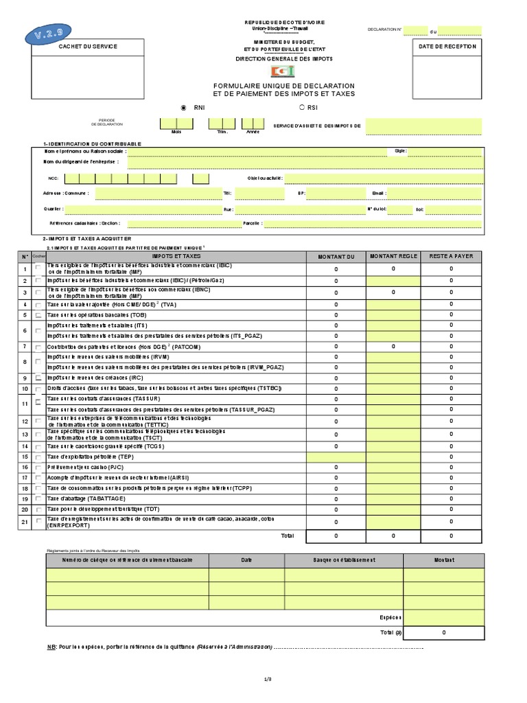 Formulaire Unique 1 PDF | PDF | Impôts | Frais