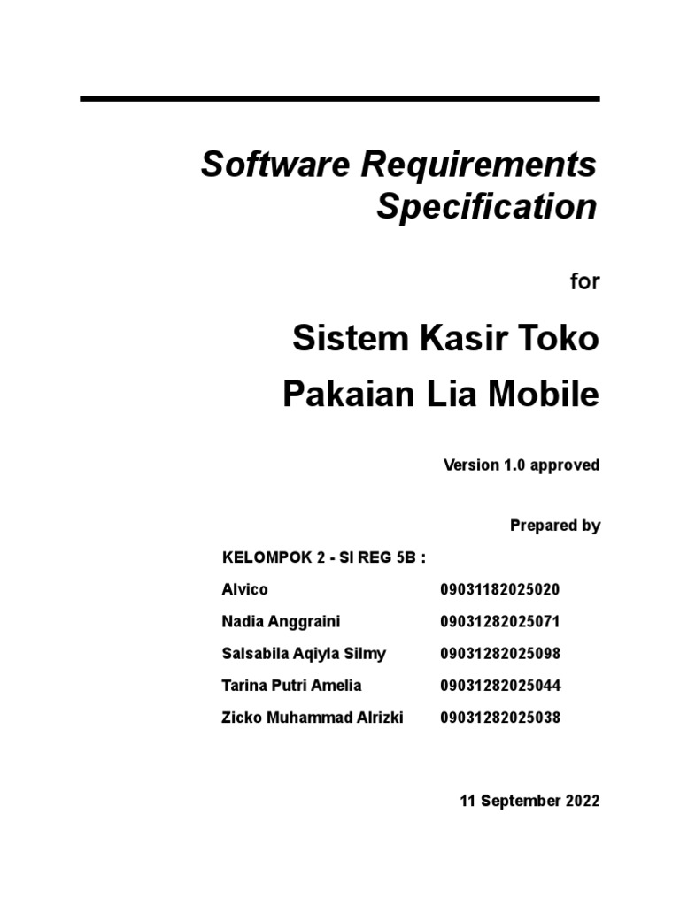 Kelompok 2 Sireg5b Ieee Software Requirements Specification Template Pdf