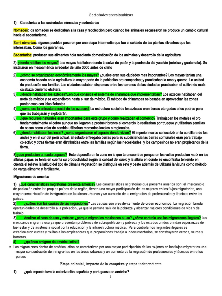 Sociedades Precolombinas y Migraciones en América | PDF | Américas ...