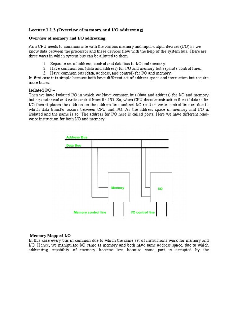 Lecture 1.1.3 (Overview of Memory and IO Addressing) | PDF | Input ... Lecture 1.1.3 (Overview of Memory and IO Addressing) | PDF | Input ...