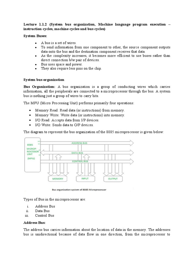 Lecture 112 System Bus Organization Machine Language Program Execution Instruction Cycles 8079