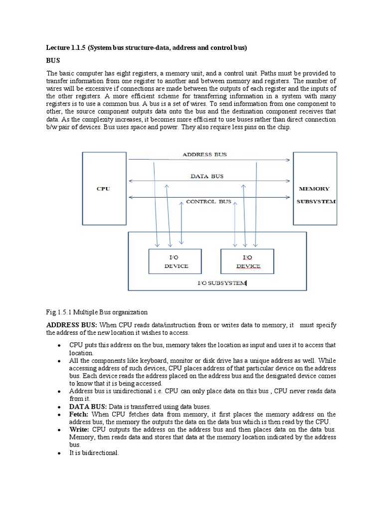Lecture 1.1.5 (System Bus Structure-Data, Address and Control Bus ... Lecture 1.1.5 (System Bus Structure-Data, Address and Control Bus ...