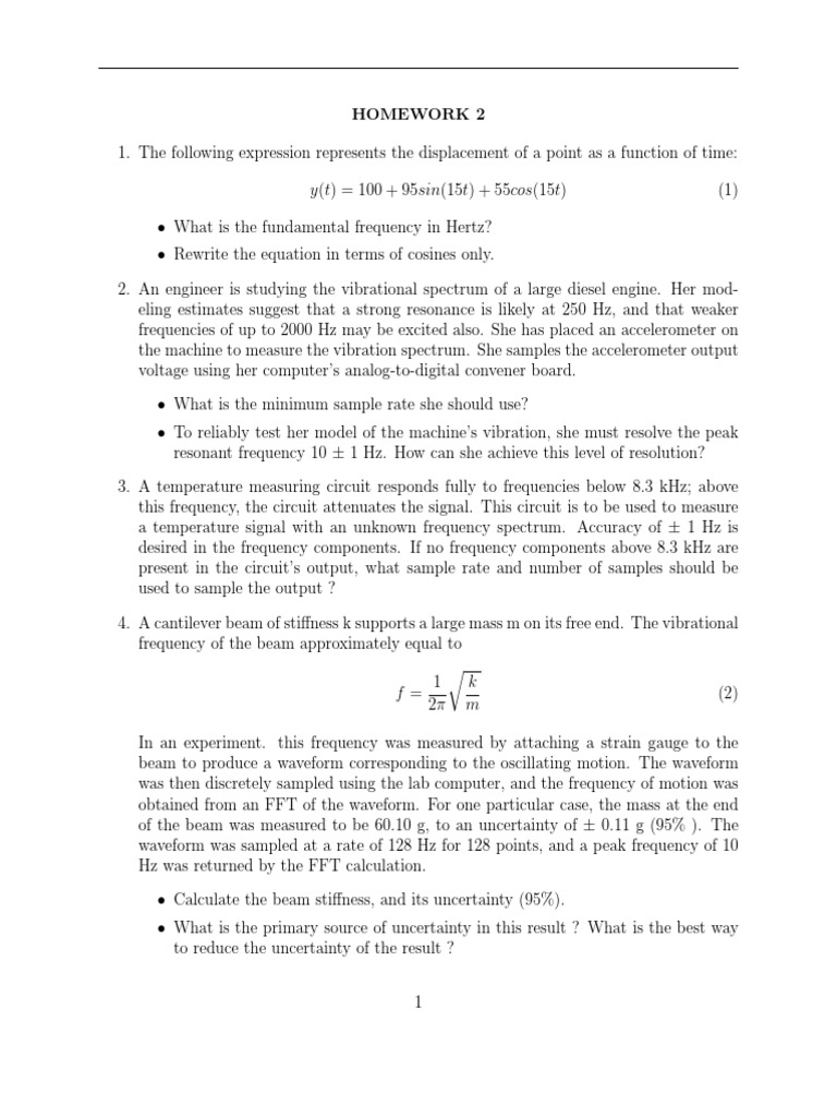 Homework 2 frequency analysis Fourier transform sampling rates | PDF ...