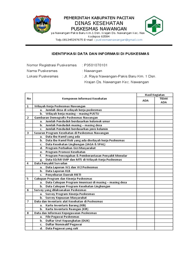 1241 Identifikasi-Data-Dan-Informasi-Di-Puskesmas | PDF