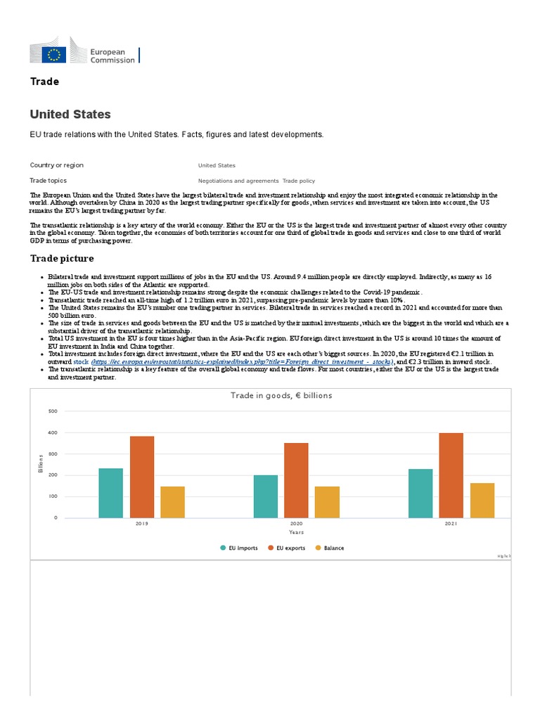 EU Trade Relations With United States - Document Officiel UE PDF | PDF ...