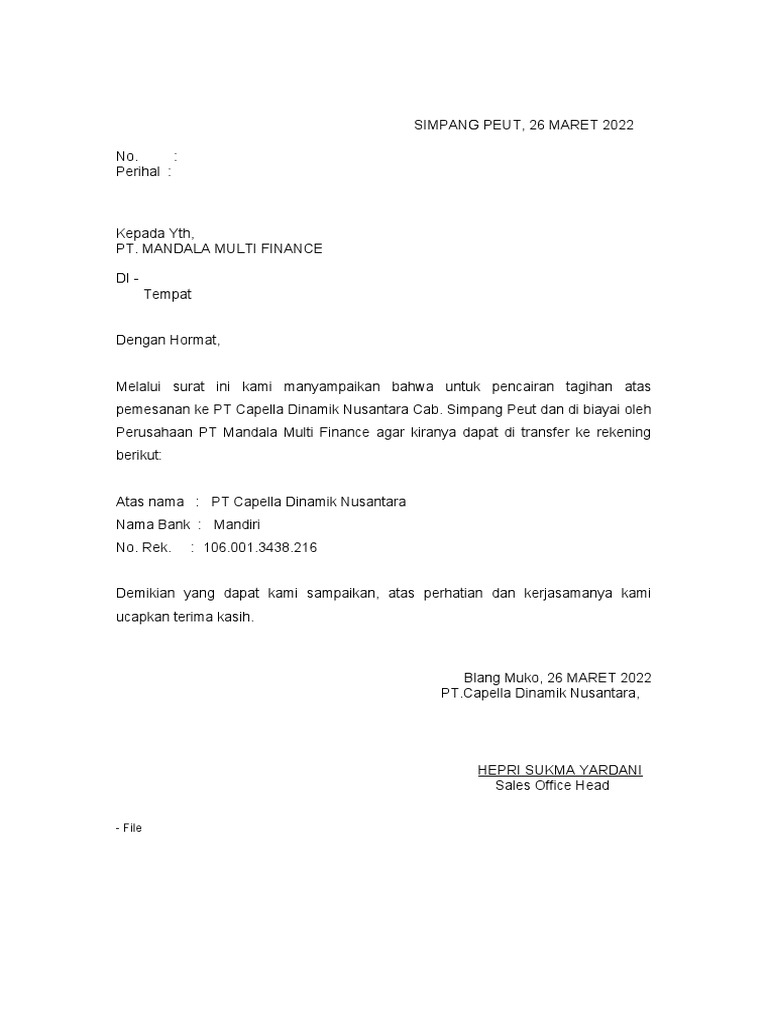 Surat Pencairan MMF | PDF