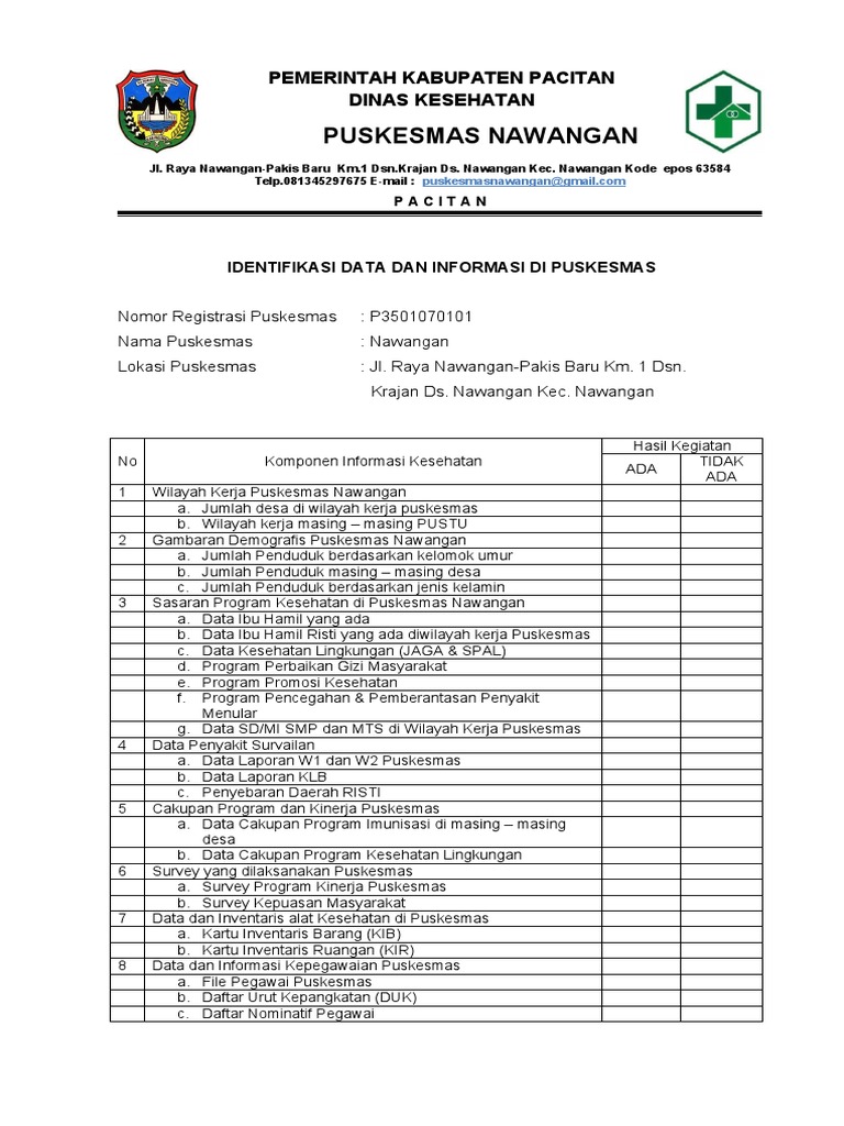 1241 Identifikasi-Data-Dan-Informasi-Di-Puskesmas | PDF