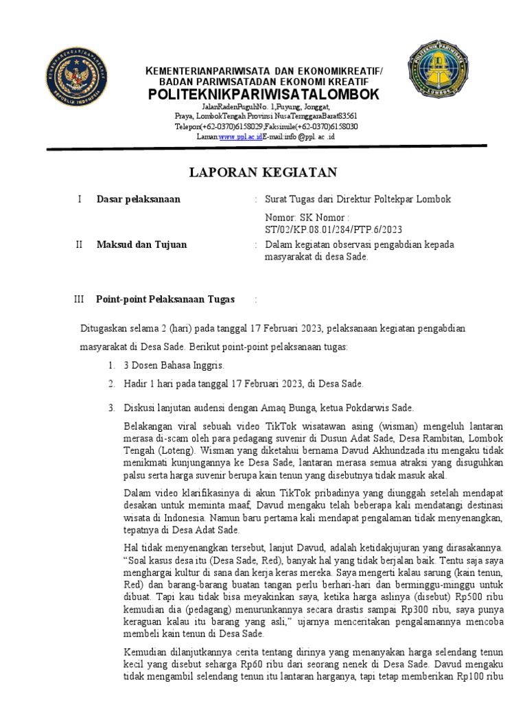 LAPORAN OBSERVASI KE 1 PKM DESA SADE | PDF