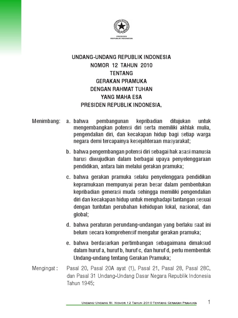 UU Gerakan Pramuka | PDF