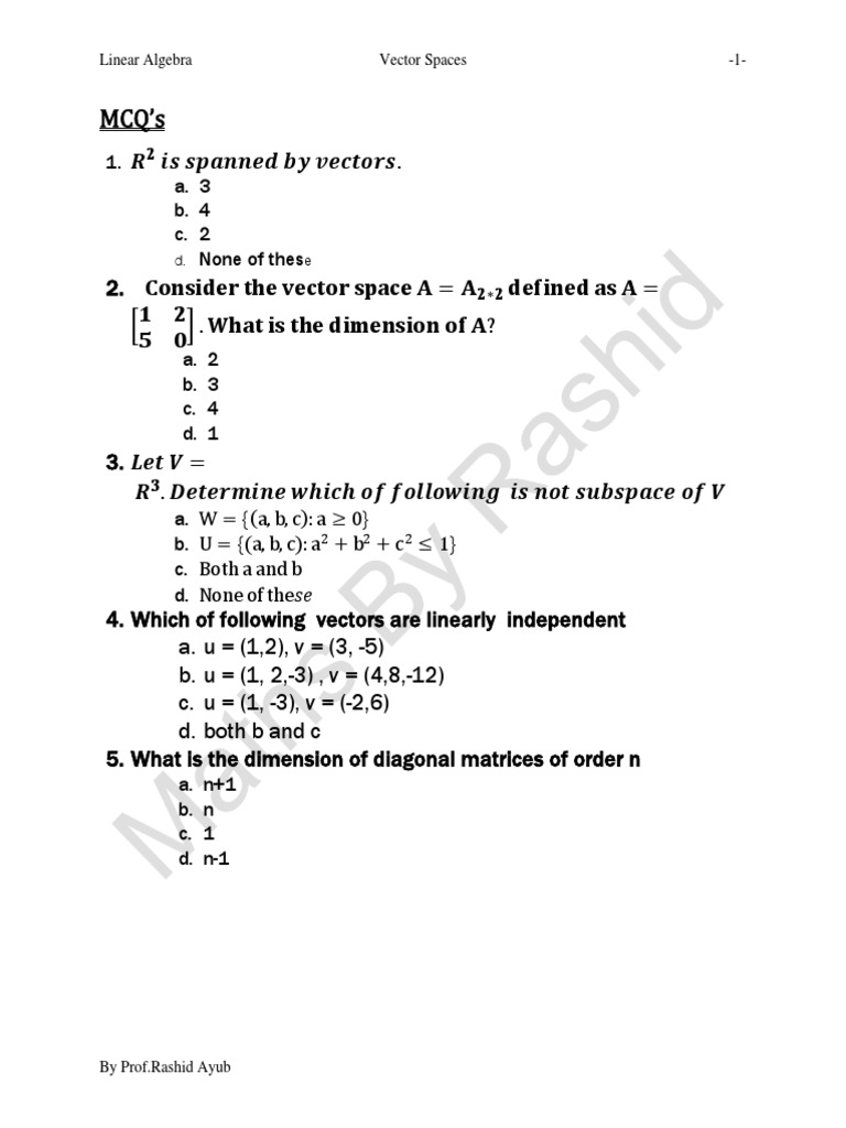 Vector Spaces | PDF | Linear Map | Vector Space