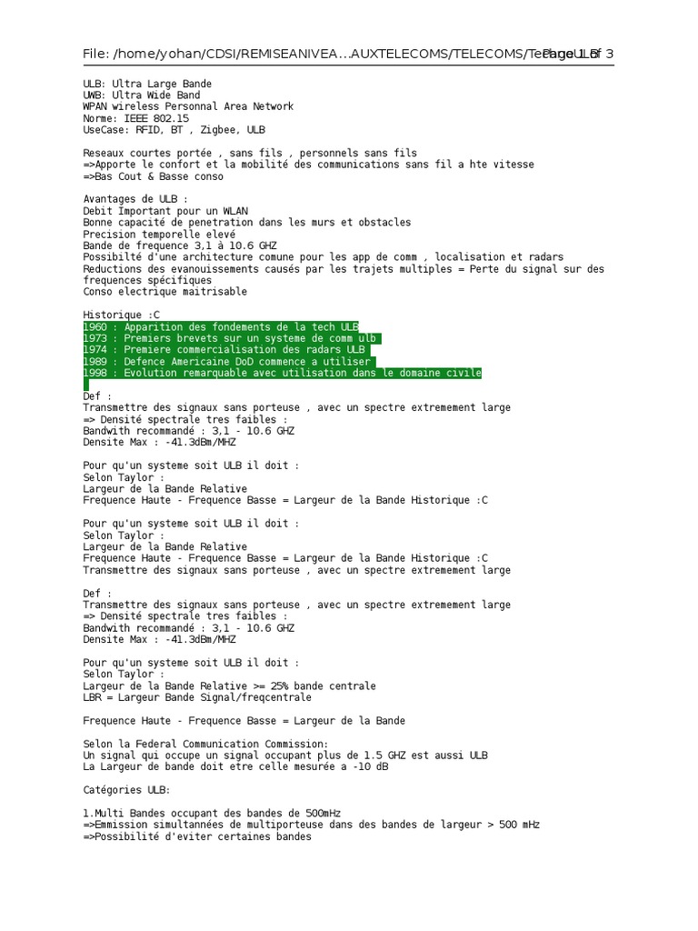 Technologies ULB : Avantages et Applications | PDF | Modulation ...