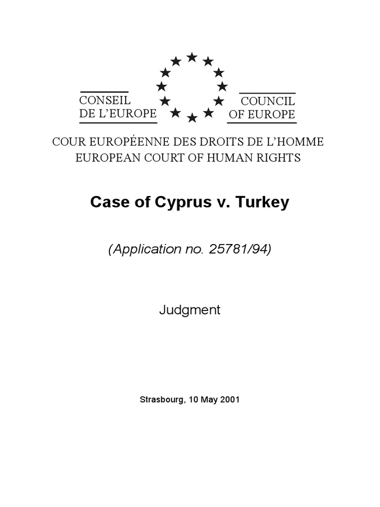 Cyprus v. Turkey ECHR Judgment 2001 | PDF | Cyprus | Government