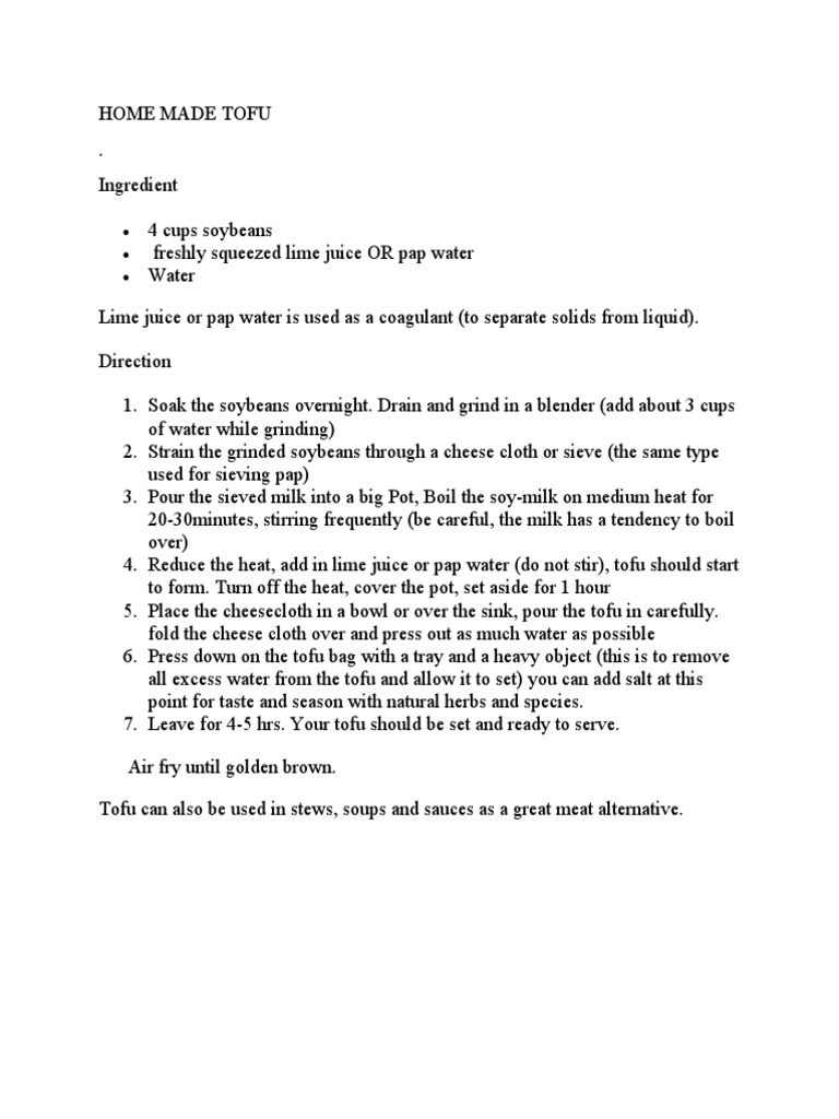Home Made Tofu | PDF