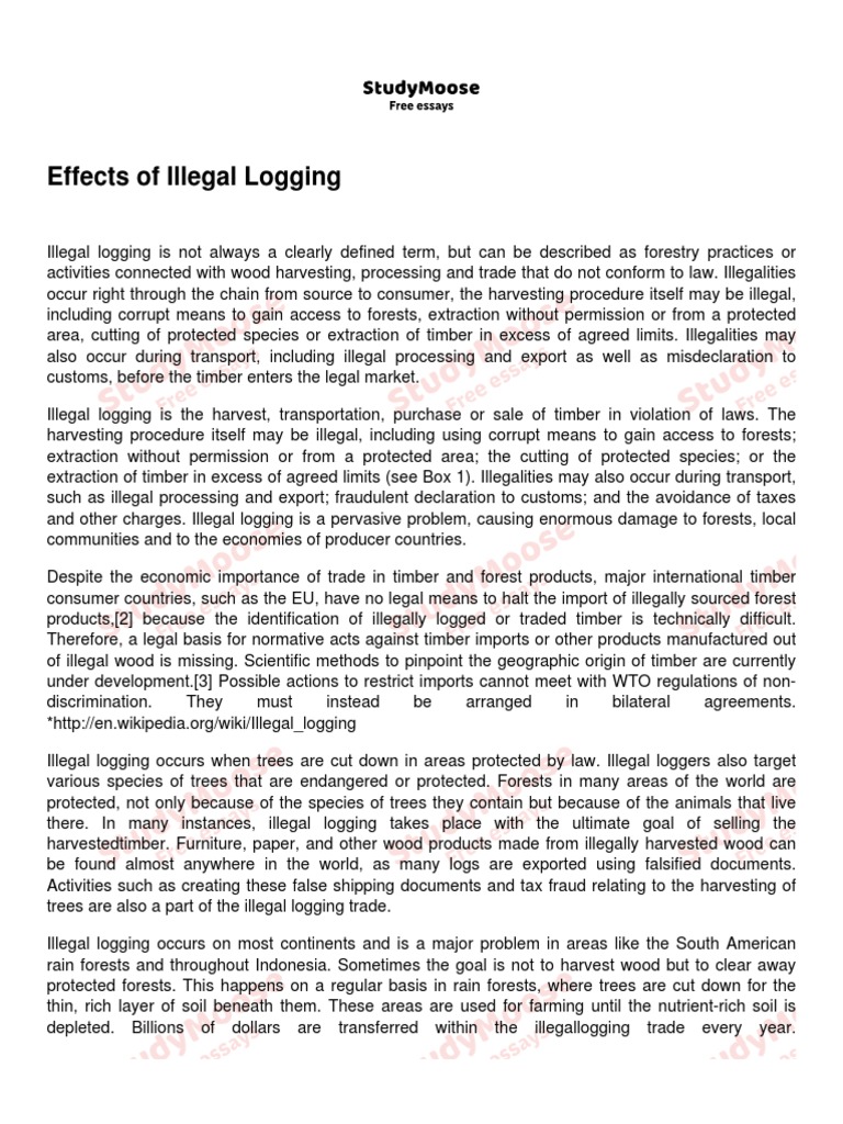 Effects of Illegal Logging PDF | PDF | Logging | Economies