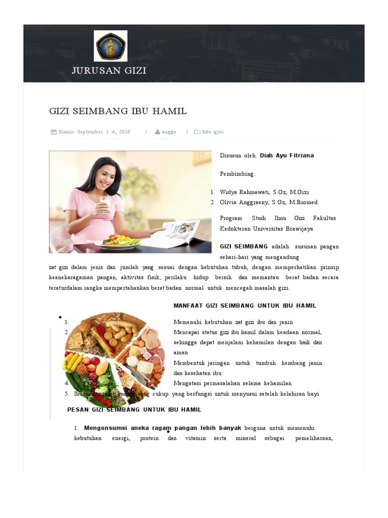GIZI SEIMBANG IBU HAMIL Program Studi Ilmu Gizi | PDF