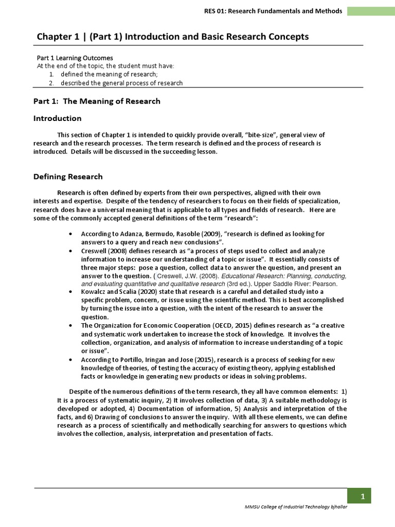 RES01 Ch01 Intro Concepts | Descargar gratis PDF | Data | Scientific Method