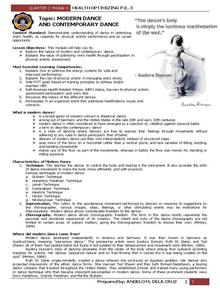 Module 5 QUARTER 2 PDF | PDF | Dances | Performing Arts