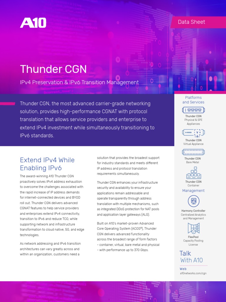 A10 DS Thunder CGN | PDF | I Pv6 | Computer Networking