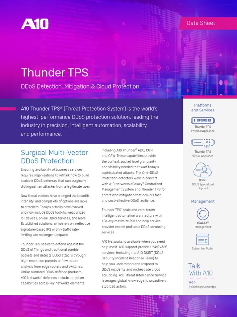 A10 DS Thunder TPS | Download Free PDF | Denial Of Service Attack ...