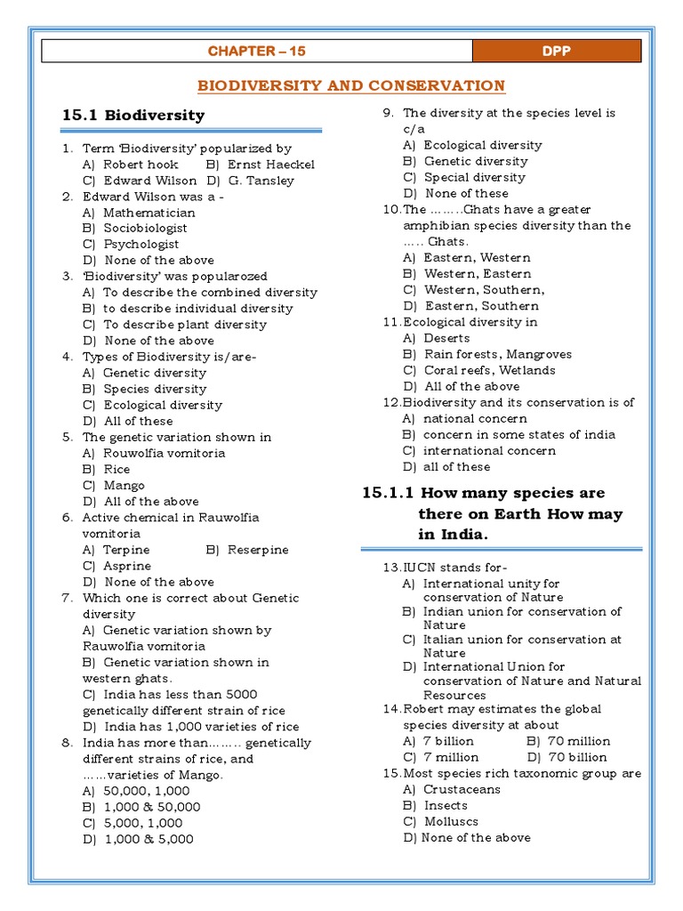 Biodiversity and Conservation Overview | PDF | Conservation Biology ...