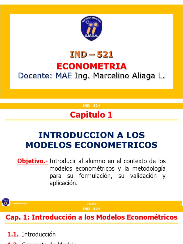 Cap. 1 Modelos Econometricos V27feb2016 | PDF | Econometría | Teoría del modelo