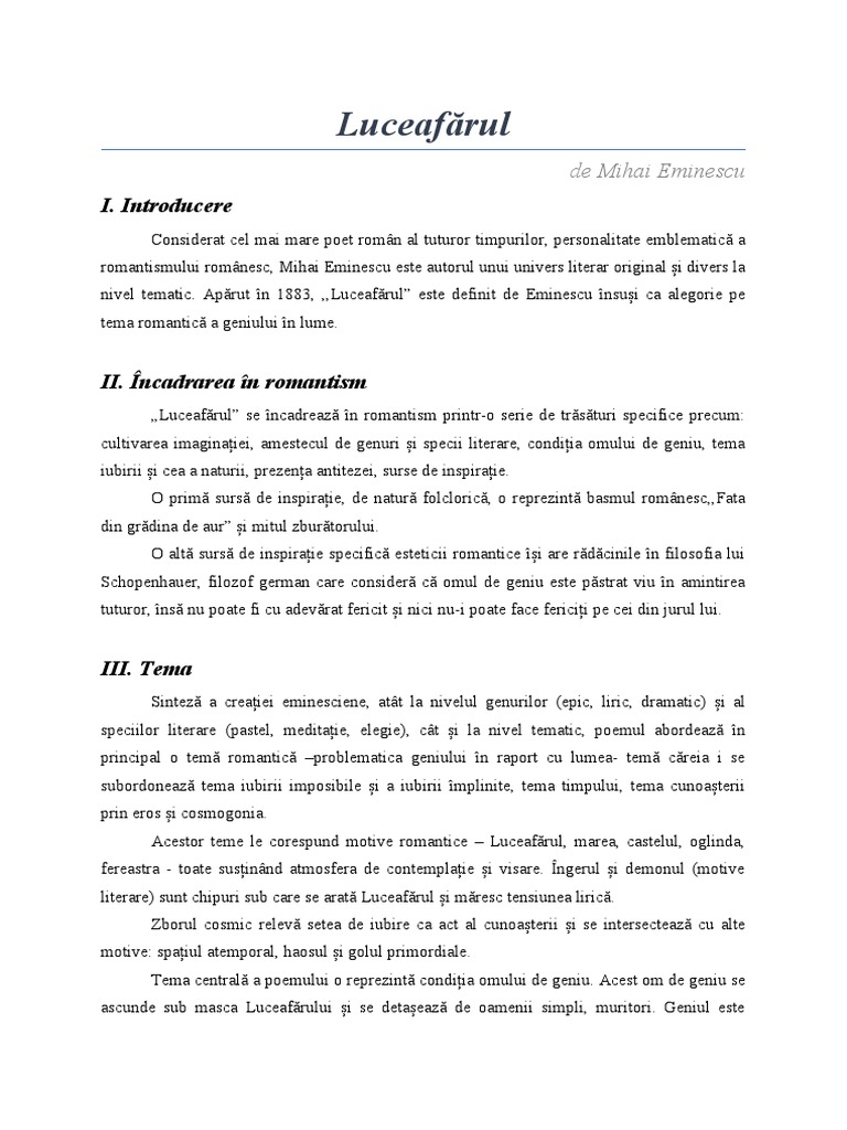 Eseu Luceafărul | PDF