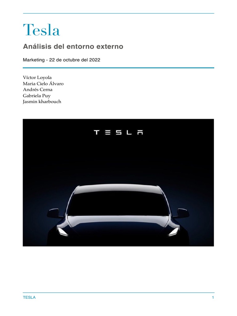 Análisis del entorno de Tesla | PDF | Coche | Coche eléctrico