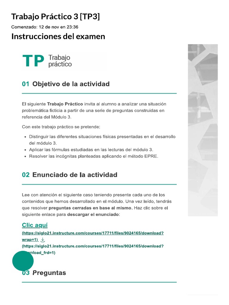 TP3 Fisica Al 75 - Siglo 21 | PDF