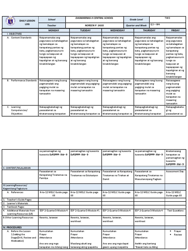 DLL Esp-2 Q3 W4 | PDF