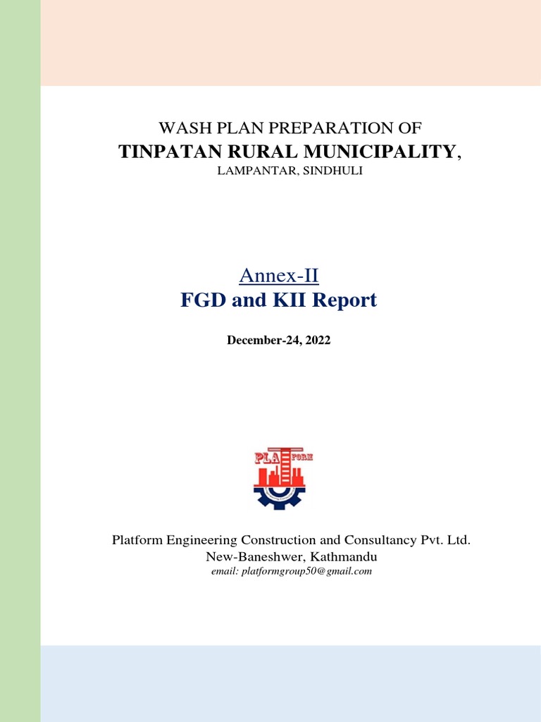 Annex-III - KII and FGD Report PDF | PDF | Wash | Water Supply