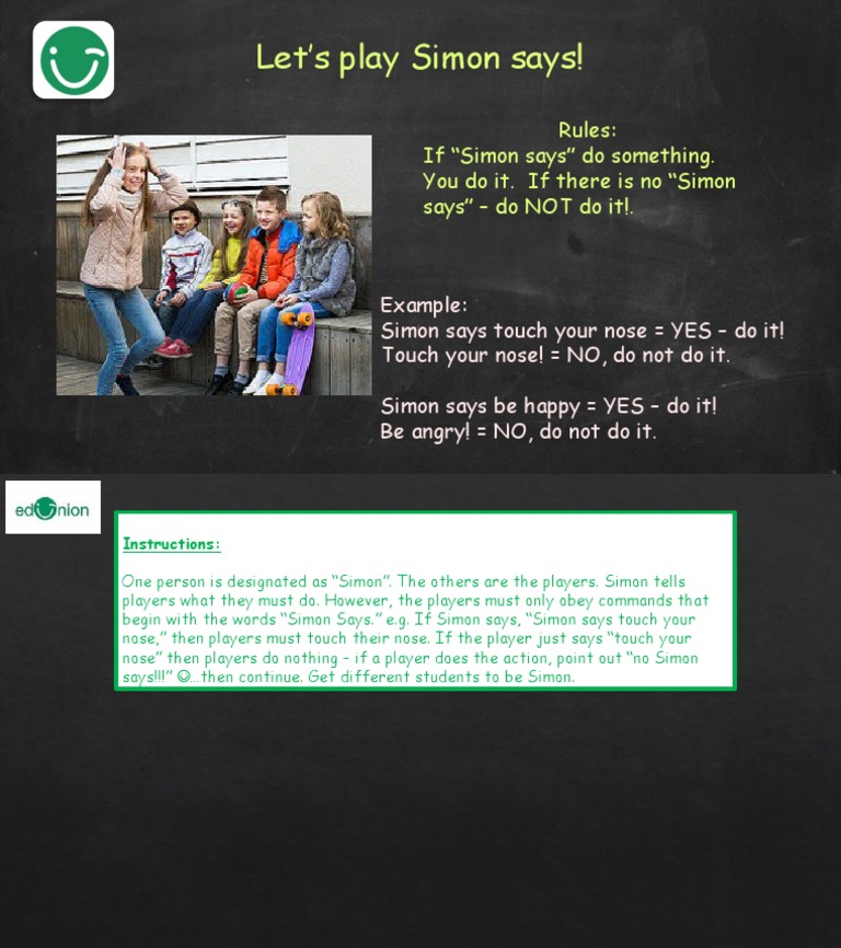 Simon Says - ESL Warmer | PDF