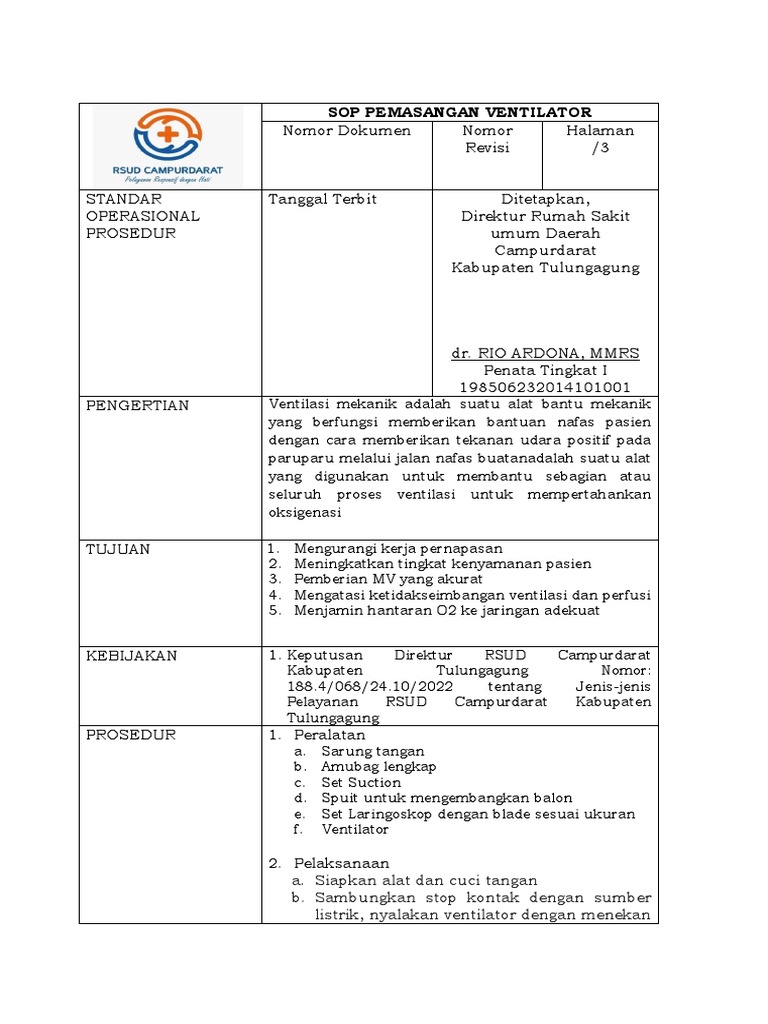 Ventilator Setup Procedures | PDF