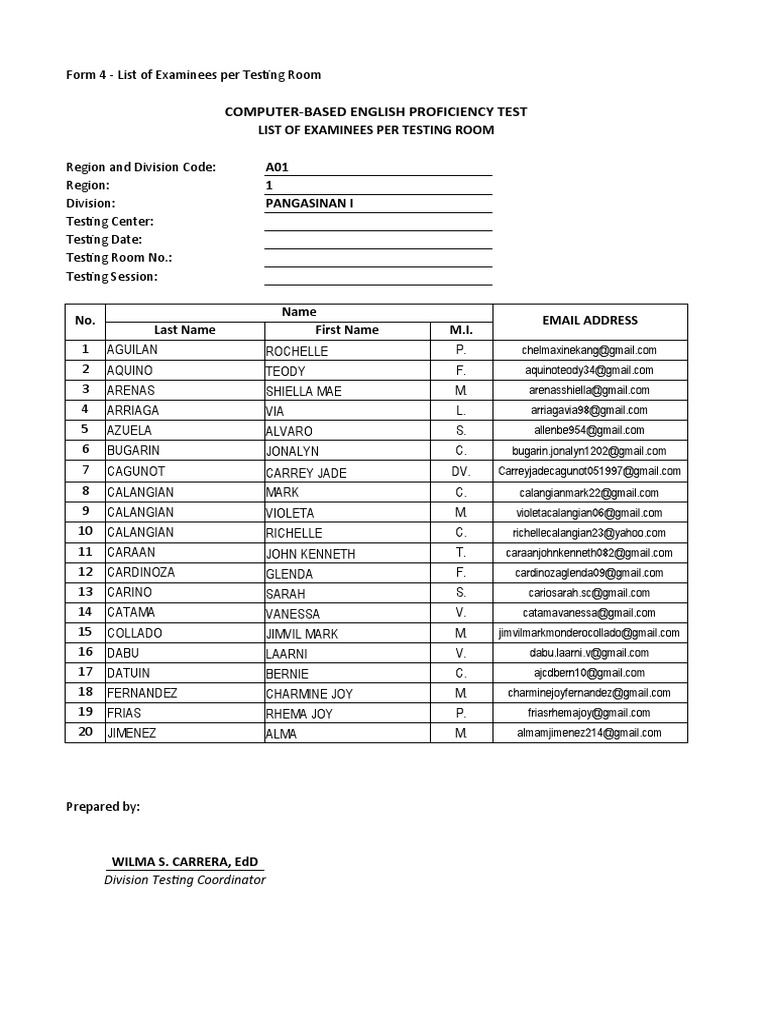 Computer Based English Proficiency Test 2022 by District | PDF