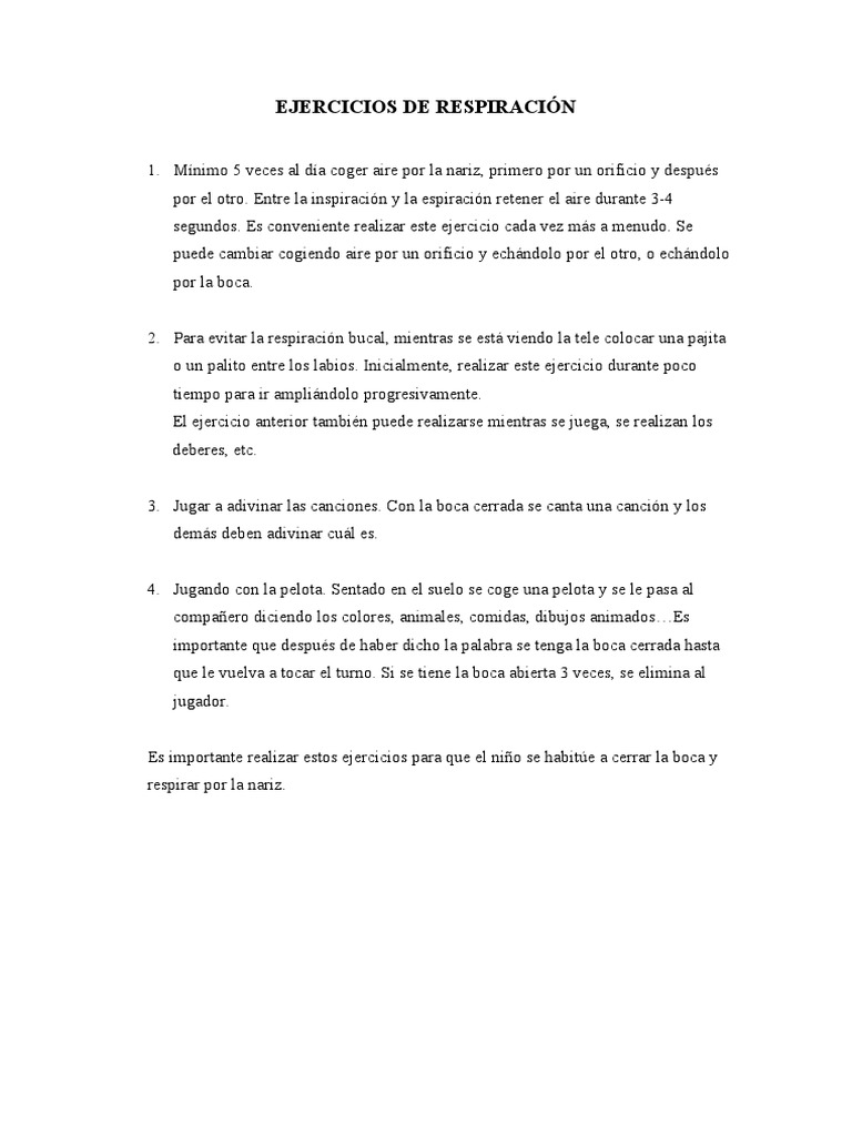 Ejercicios de Respiración | PDF